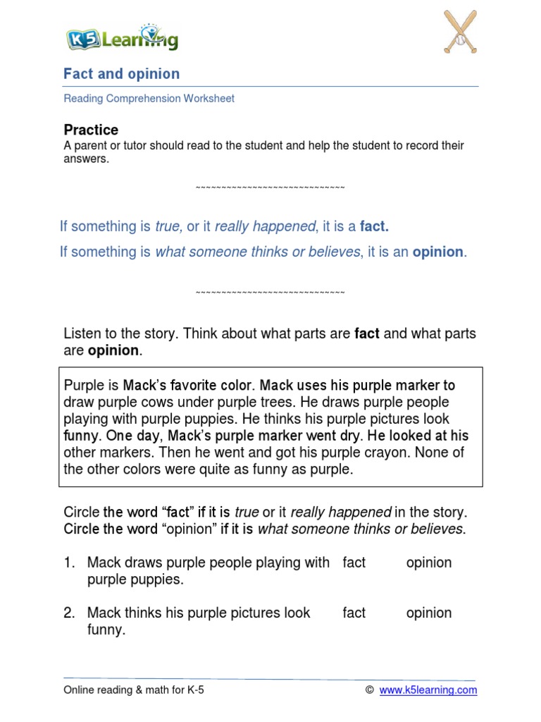 Grade 2 Fact Opinion B | PDF