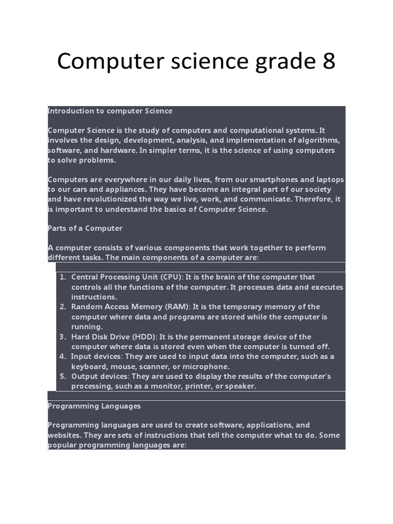 Computer Science Grade 8 Pdf World Wide Web Internet And Web 