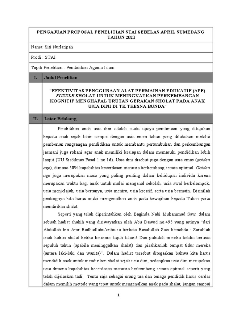 Proposal Siti Nurlatipah As | PDF