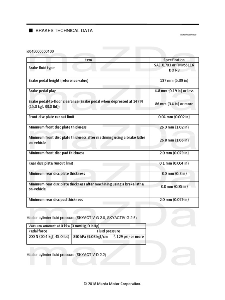 Brakes Technical Data | PDF | Brake | Pascal (Unit)