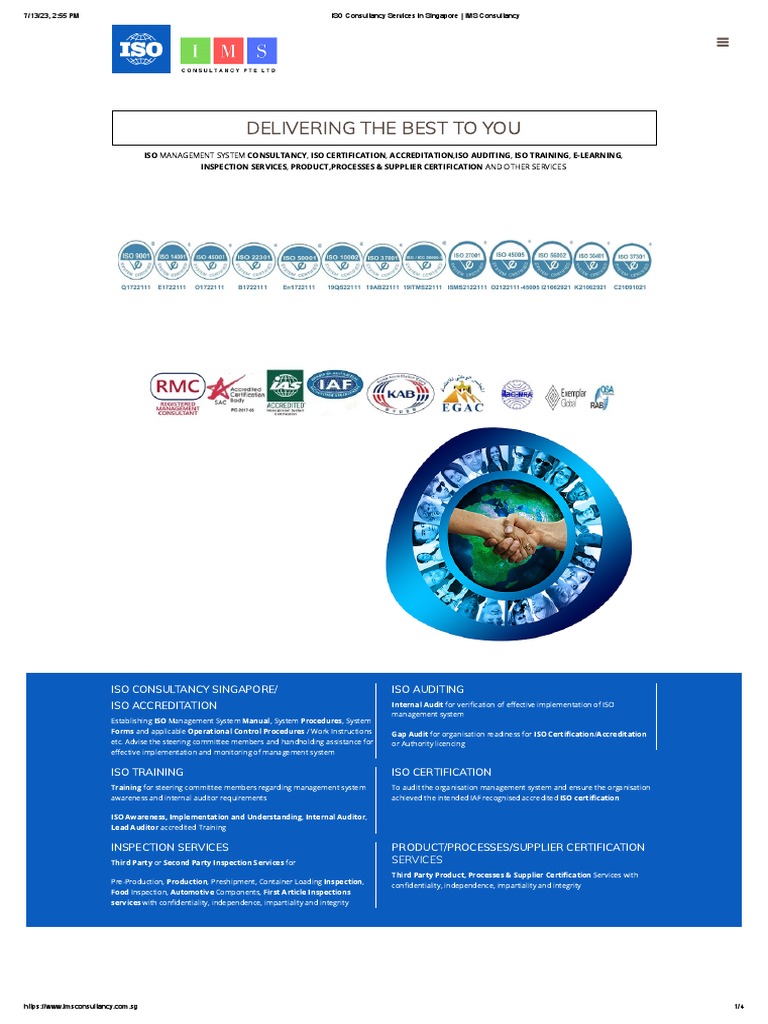 ISO Consultancy Services in Singapore - IMS Consultancy | PDF