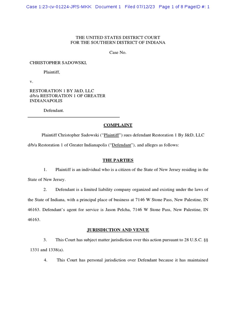 Sadowski Complaint | Download Free PDF | Copyright | Copyright Infringement