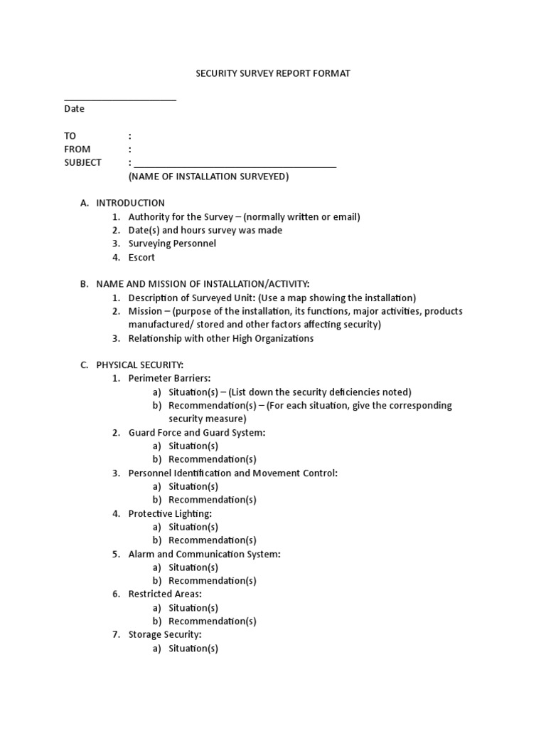 Security Survey Report Template | PDF | Securities | Physical Security