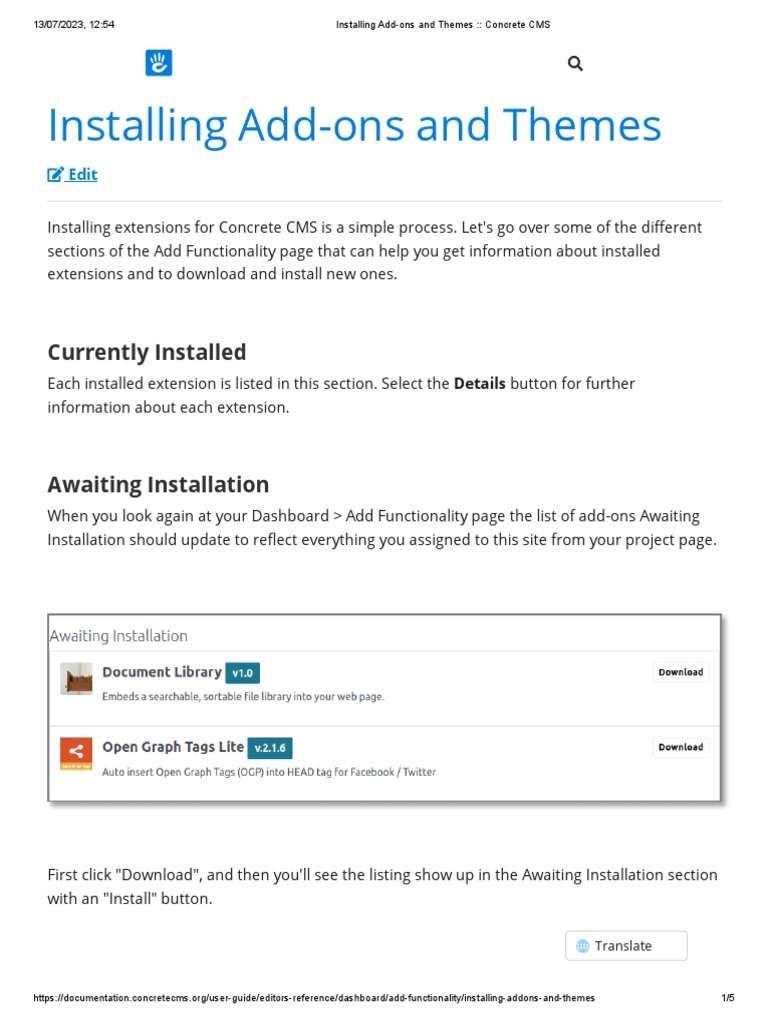 Installing Add-Ons and Themes - Concrete CMS | Download Free PDF | Plug In (Computing ...