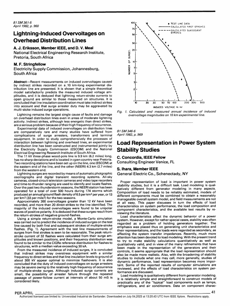1 Lightning-Induced Overvoltages On Overhead Distribution Lines | PDF ...