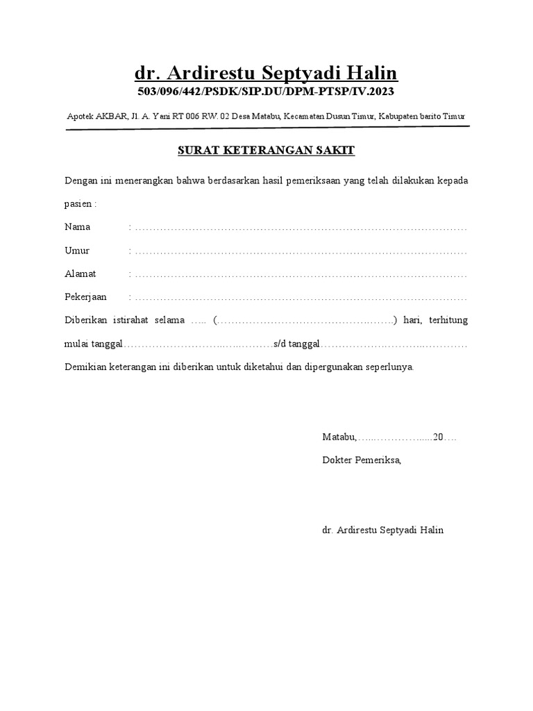 Surat Keterangan Sehat | PDF