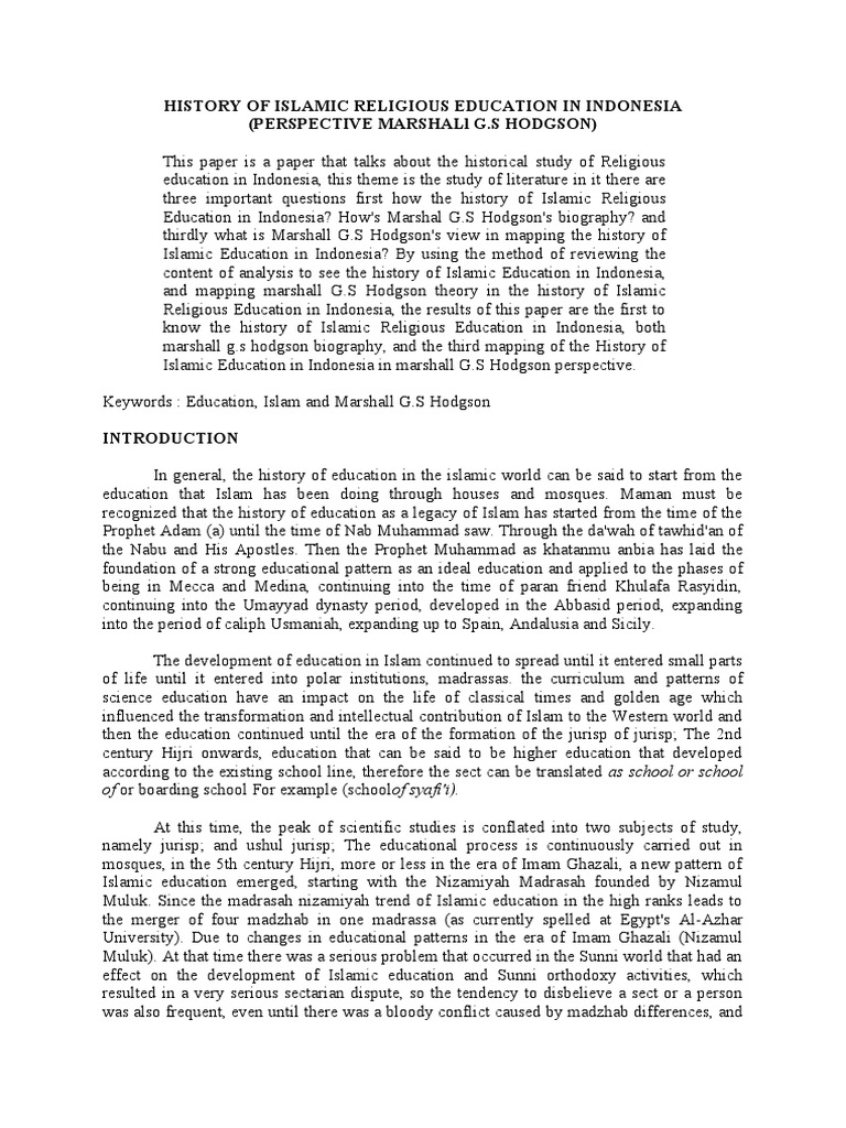 History of Islamic Religious Education in Indonesia | PDF | Teachers ...