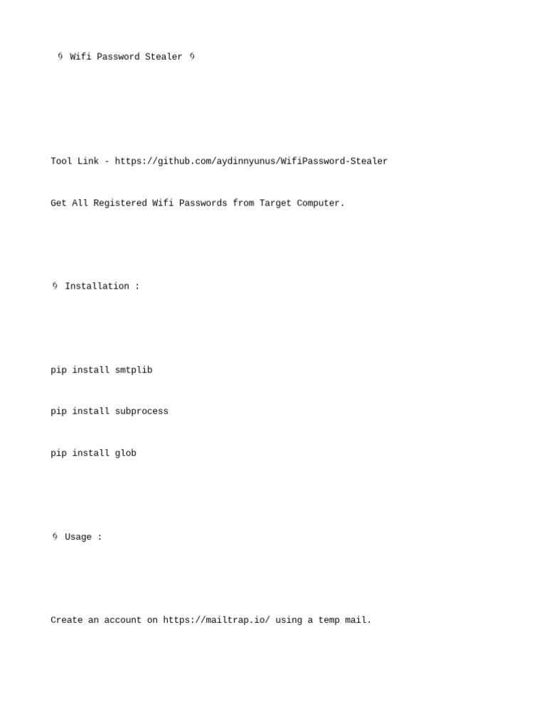 Wifi Password Stealer Pdf