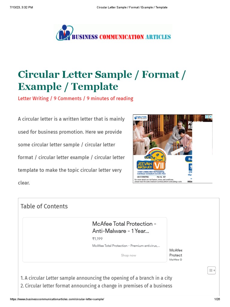 Circular Letter Sample - Format - Example - Template | PDF ...