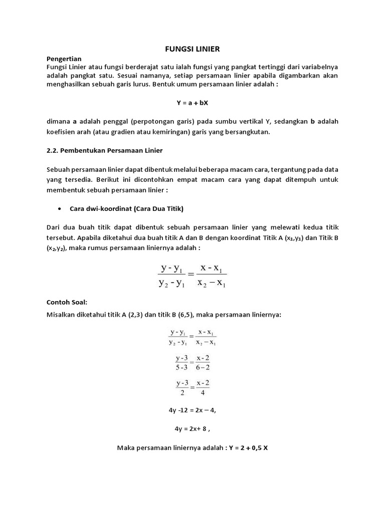 Fungsi Linier | PDF | Metode & Bahan Ajar