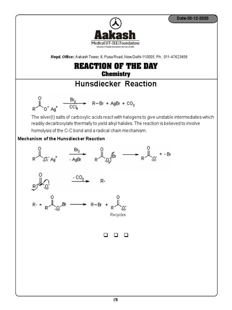 Hunsdiecker Reaction | PDF