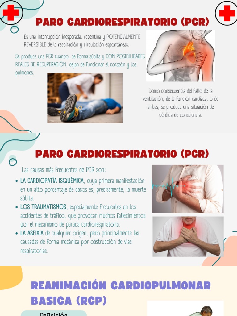 Primeros Auxilios Paro Cardiorespiratorio Diapositivas | PDF | Reanimación cardiopulmonar | Paro ...