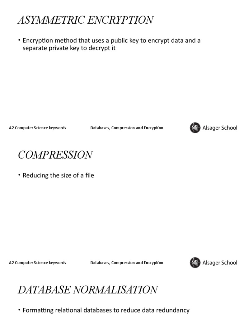 Unit 4 - Databases, Compression and Encryption | PDF | Data Compression | Databases