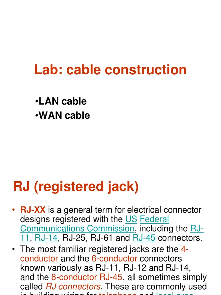 Lab: Cable Construction: - LAN Cable - WAN Cable | PDF | Electrical ...