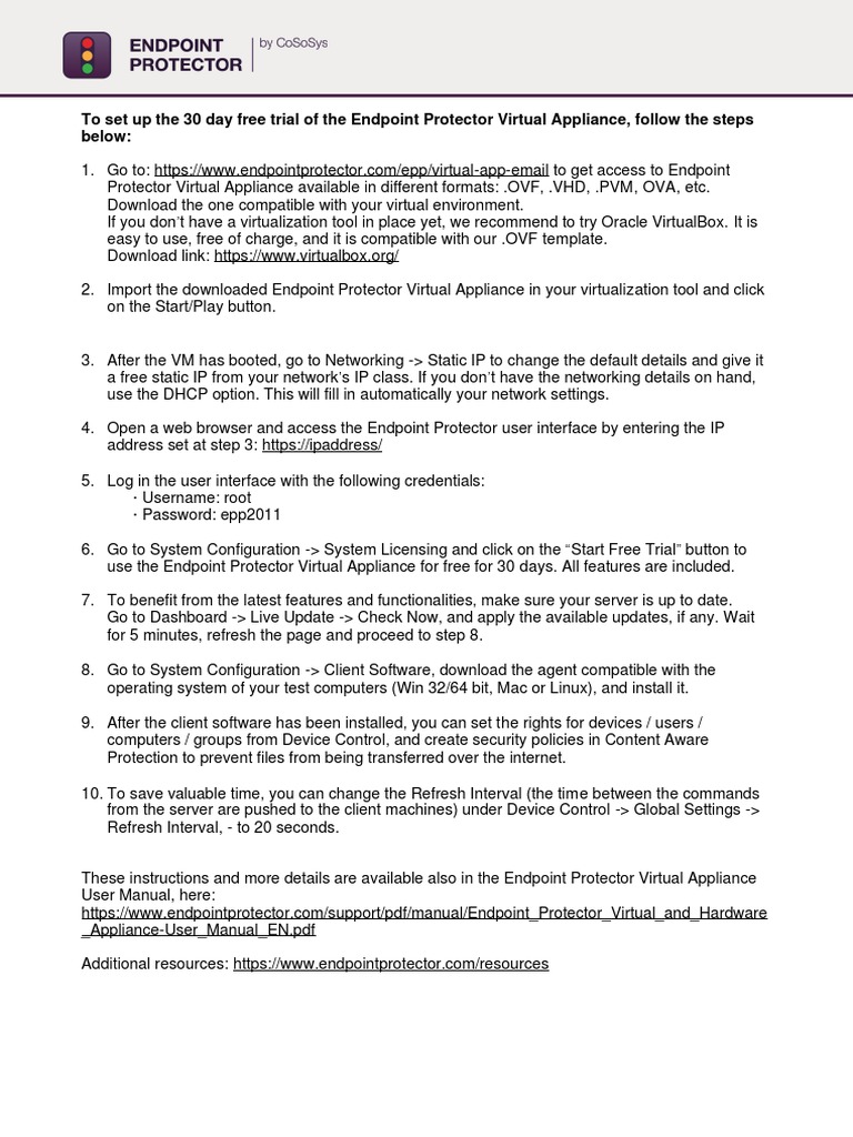 EPP Virtual Appliance Short Installation Guide | PDF | Virtual Machine ...