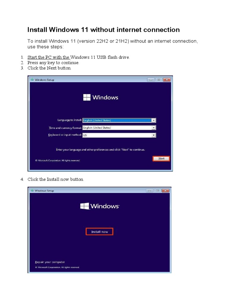 Install Windows 11 Offline Guide | PDF | Button (Computing) | Microsoft ...