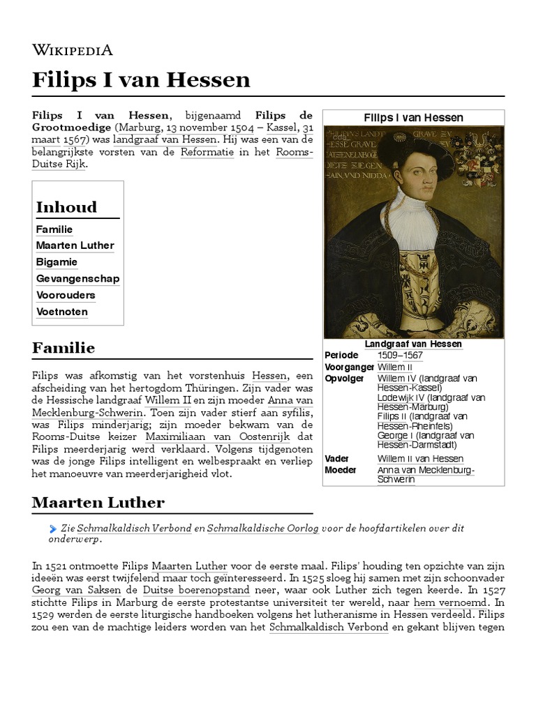 Filips I Van Hessen - Wikipedia | PDF