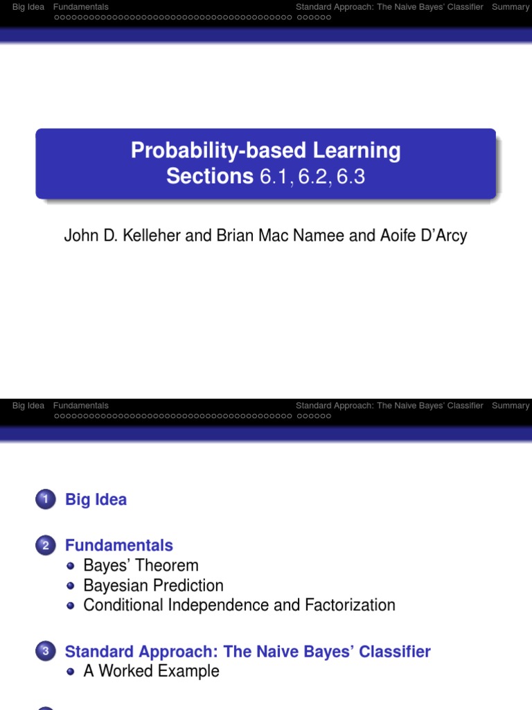 BookSlides 6A Probability-Based Learning | PDF | Statistical Classification | Applied Mathematics