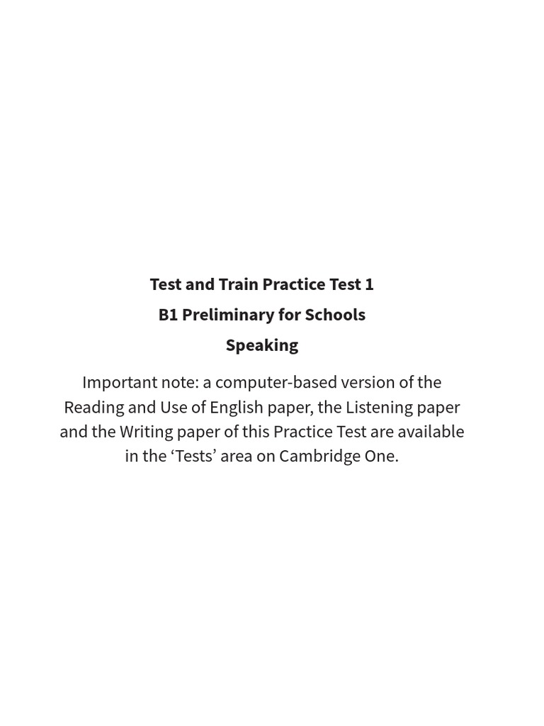 Test and Train Practice Test B1 PFS Speaking Frames | PDF