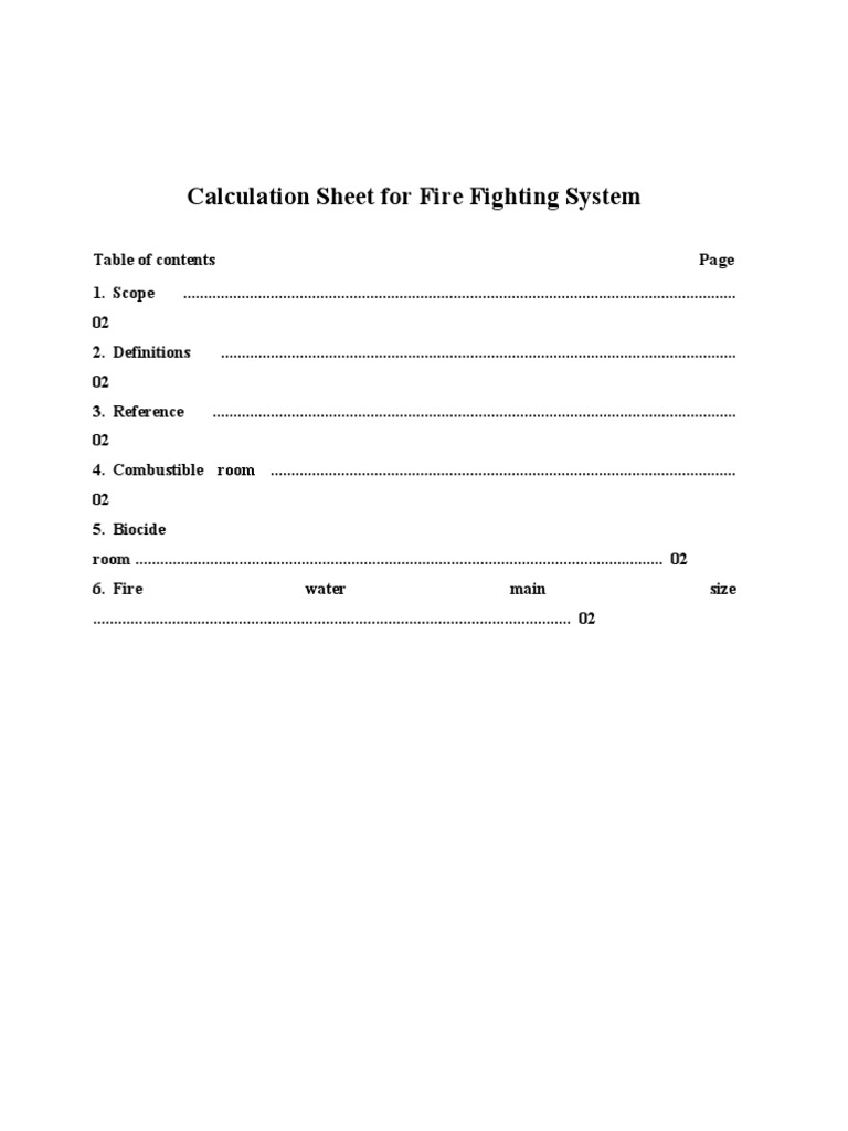 Calculation Sheet | PDF | Fire Sprinkler System | Building Engineering