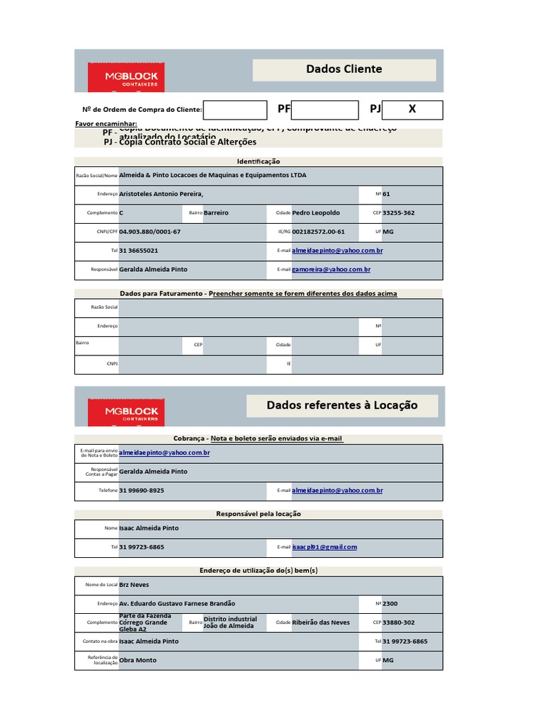 Ficha - Cadastro de Cliente | PDF | Brasil