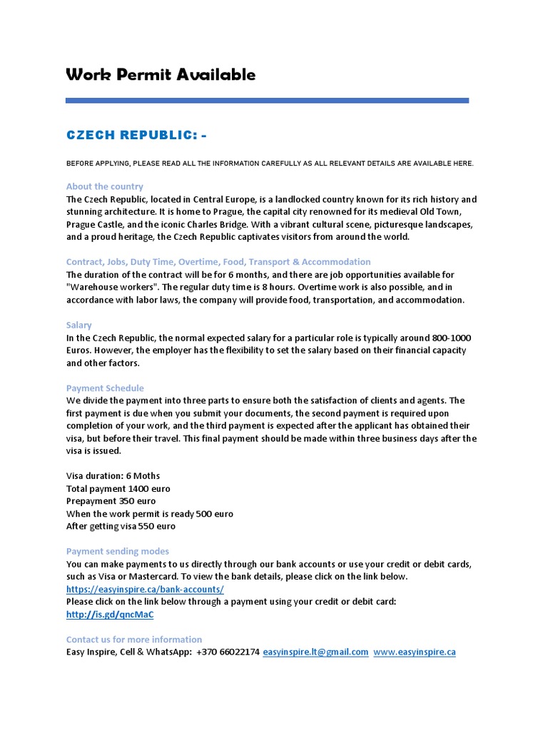 All Countries Work Permits | PDF | Cost Of Living | Visa Inc.