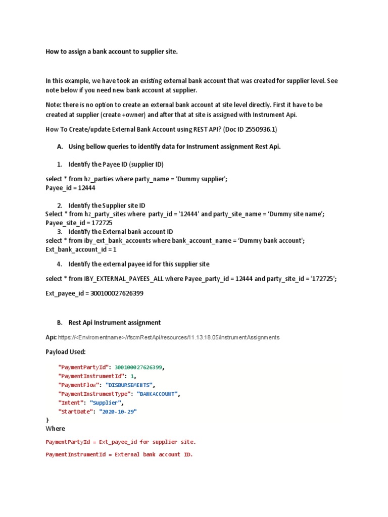 Add External Bank Account at Supplier Site | PDF