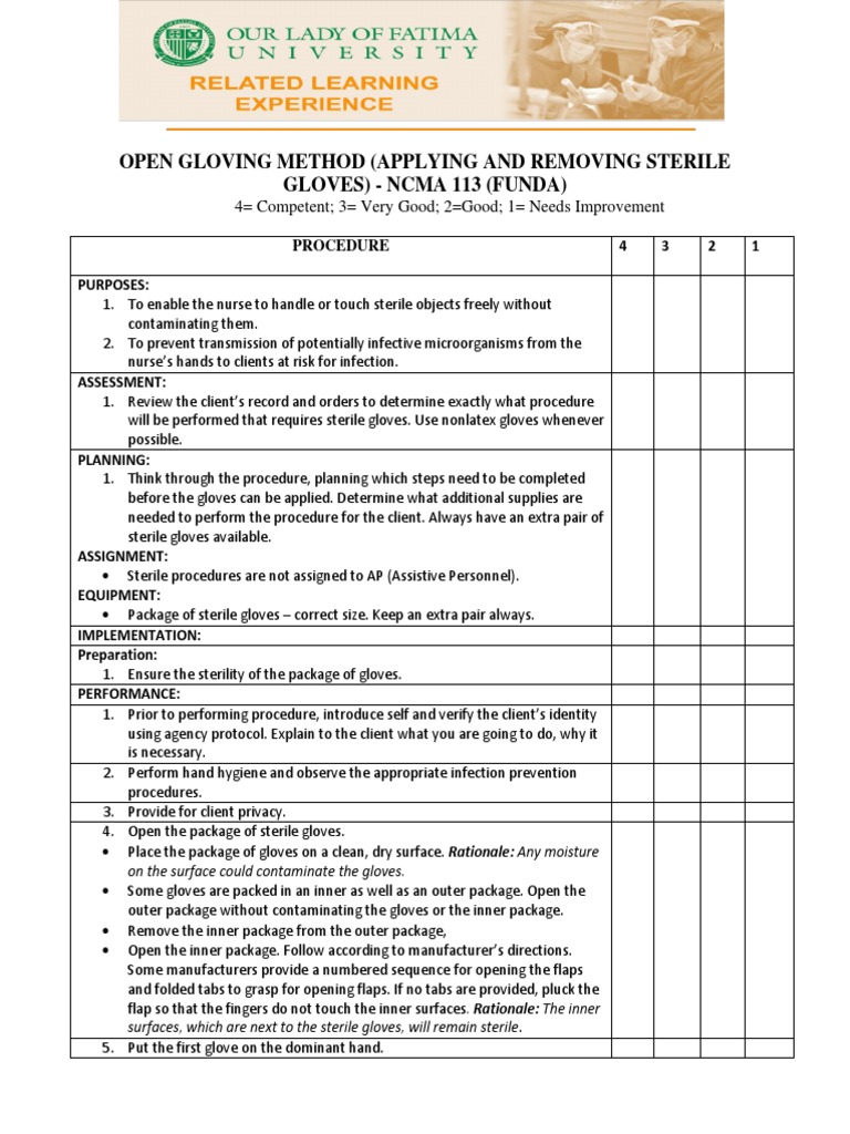 NCMA113 FUNDA SKILL 3 Open Gloving Method Applying Removing Sterlile ...