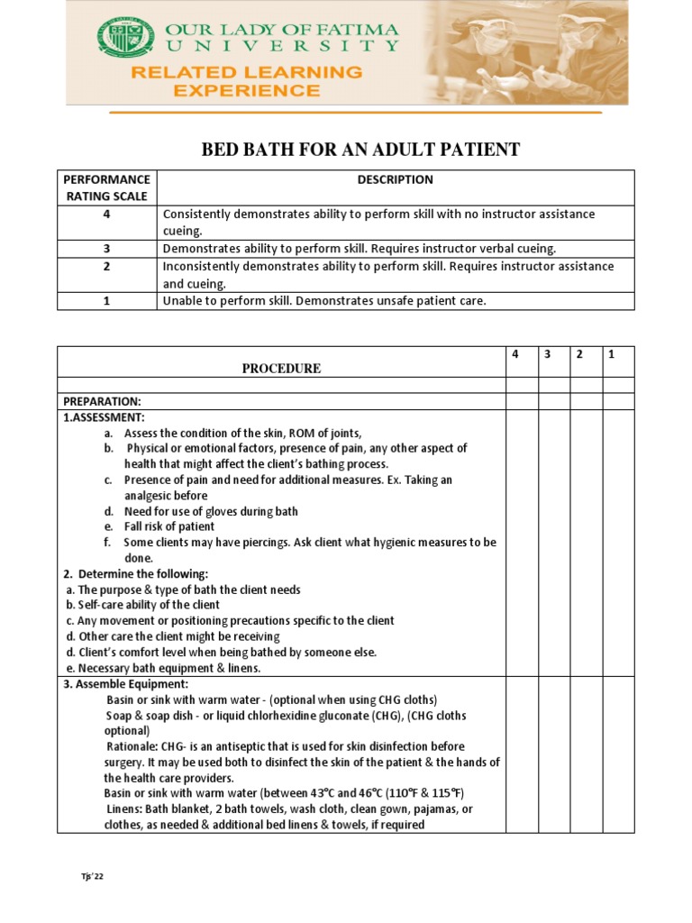 FUNDA Bed Bath For An Adult Patient | PDF | Hygiene | Medical Specialties