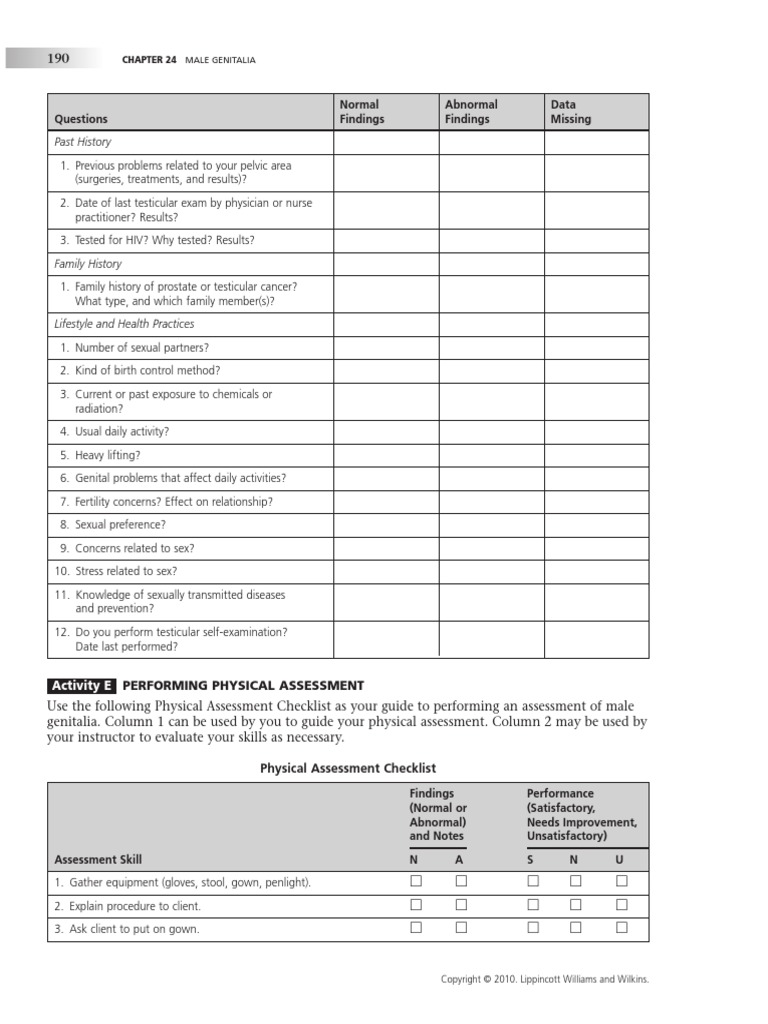 Checklist Male Genitalia | PDF | Medical Specialties | Clinical Medicine