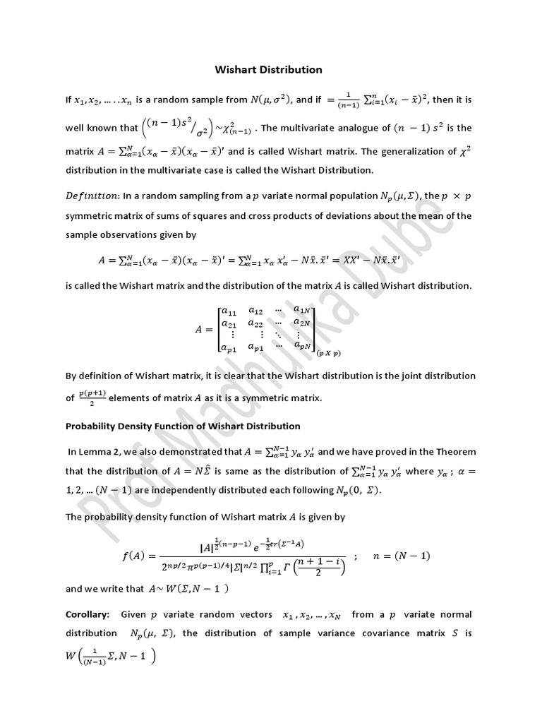 Wishart Distribution | PDF | Variance | Matrix (Mathematics)