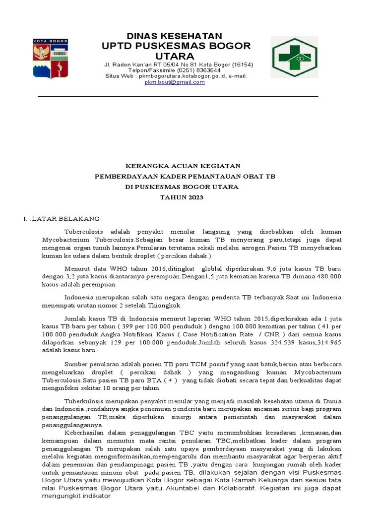KAK Pemberdayaan Kader TB 2023 | PDF | Sains & Matematika