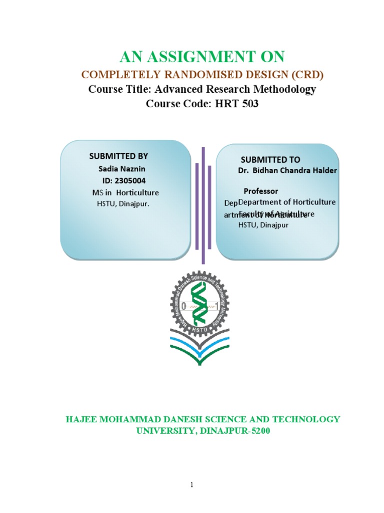 CRD Assignment | PDF | P Value | Analysis Of Variance