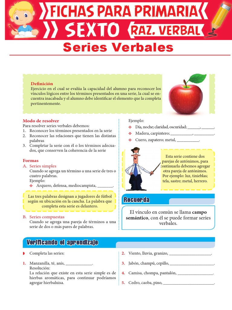 Formas de Series Verbales para Sexto Grado de Prim - 230702 - 214848 | PDF