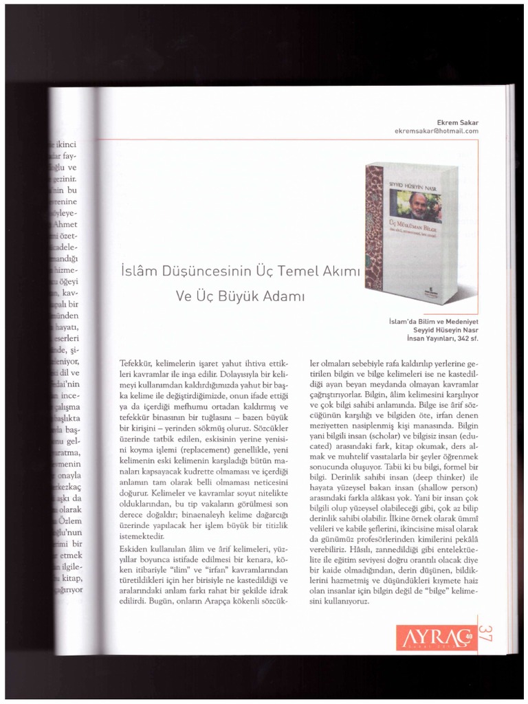 Seyyid Huseyin Nasr Uc Musluman Bilge | PDF