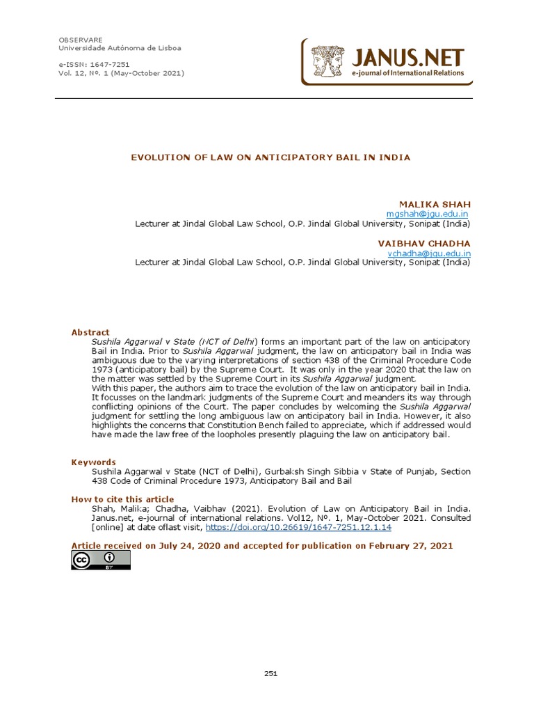 Anticipatory Bail Law in India | PDF | Bail | Misconduct