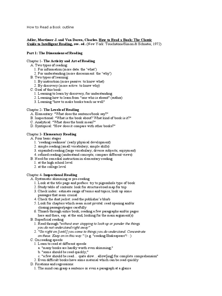 How To Read A Book Outline | PDF | Argument | Cognitive Science