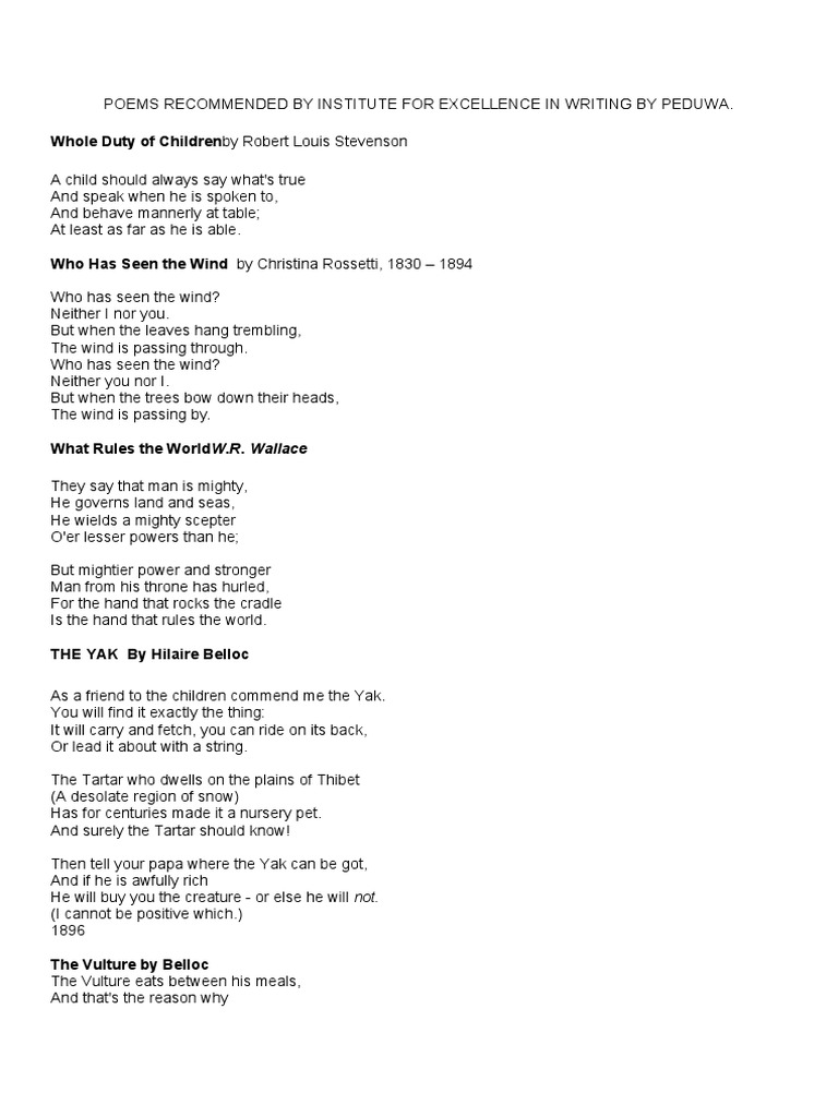 POEMS Recommended by IEW Andrew Peduwa | PDF