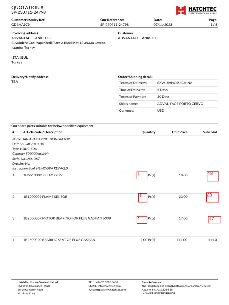 Quotation - SP 230711 24798 | PDF | Pump | Internal Combustion Engine
