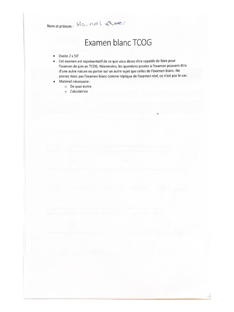 Examen Blanc TCOG | PDF