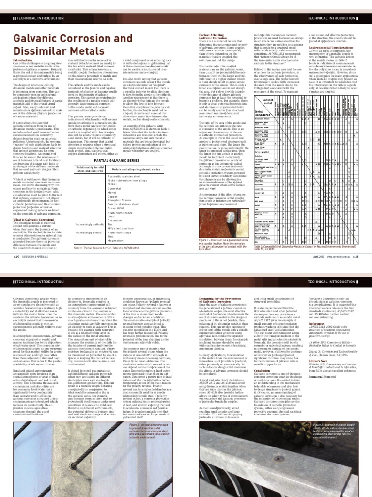 Dissimilar Metals & Galvanic Corrosion | PDF | Corrosion | Anode
