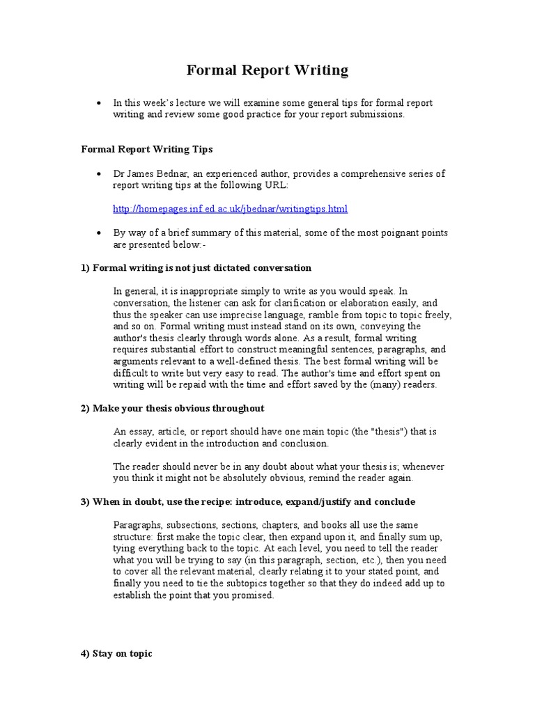 Topic 9 - Formal Report Writing | PDF | Thesis | User Interface