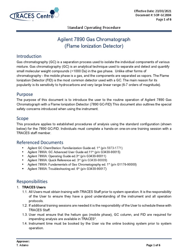 GC Fid Sop | PDF | Gas Chromatography | Chromatography