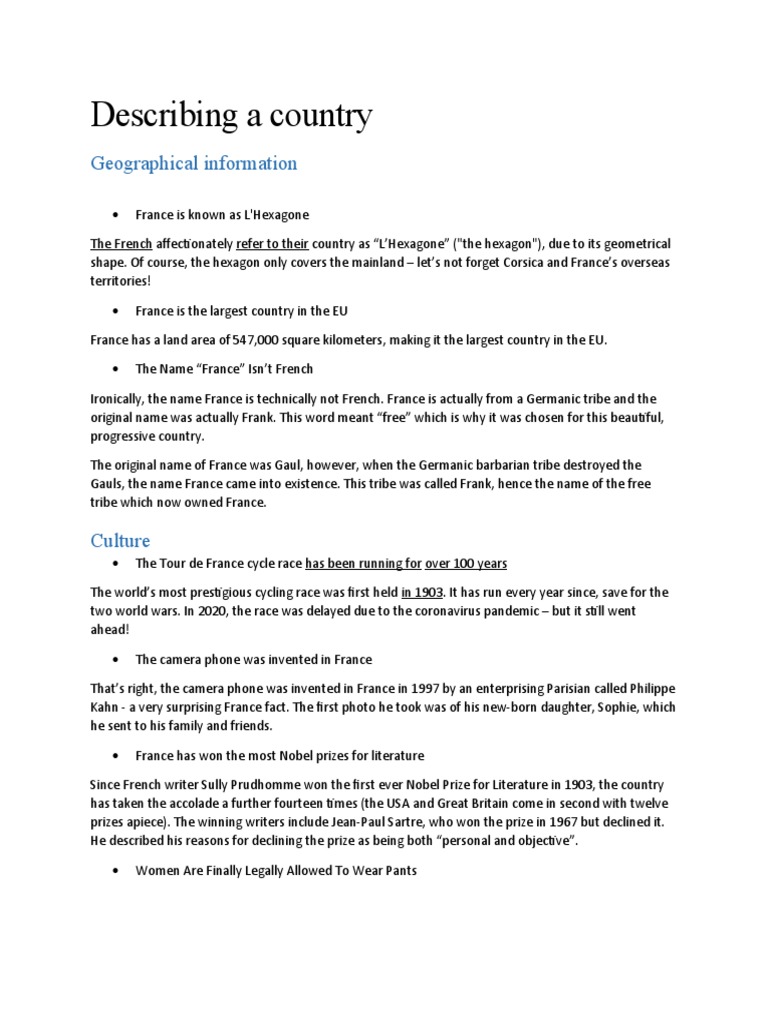 Describing A Country | PDF | France | Wine
