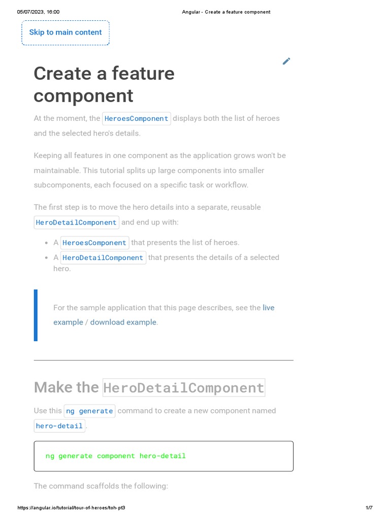 1.5 Angular - Create A Feature Component | PDF | Systems Engineering ...