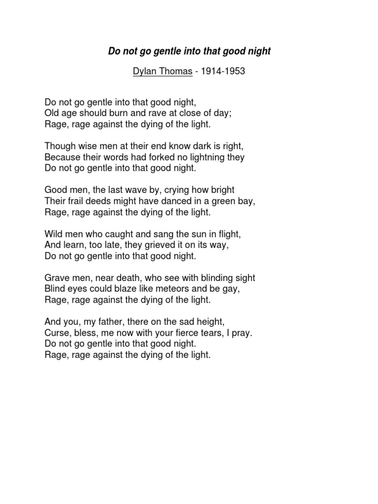 Do Not Go Gentle and Sonnet 37 | PDF