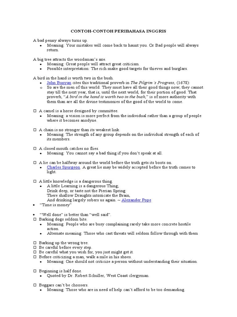 Peribahasa Bahasa Inggris | PDF | Language Arts & Discipline