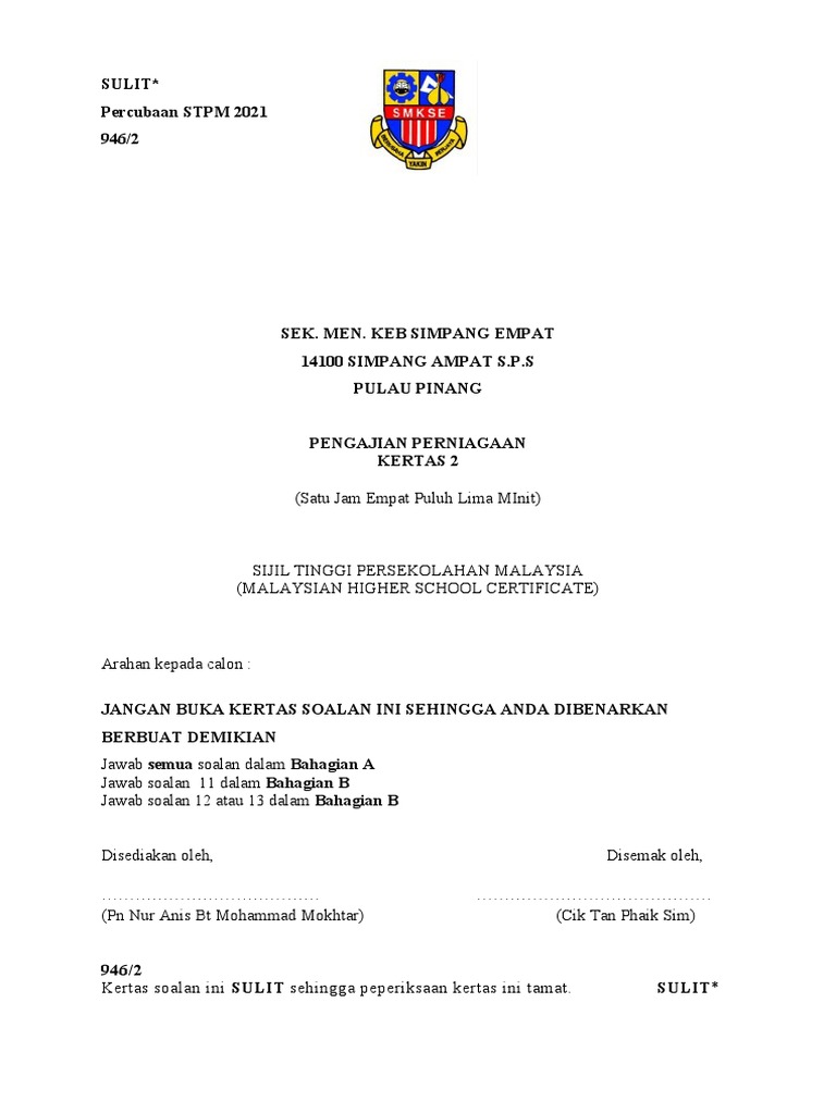 SMK Simpang Empat, Pinang | PDF