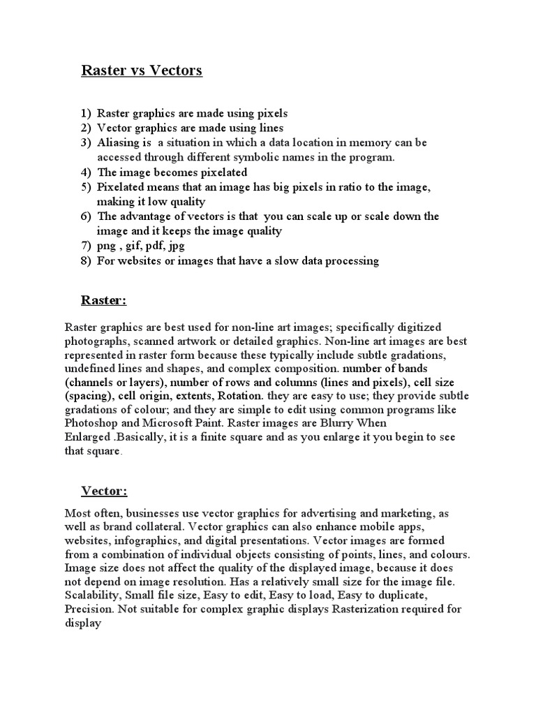 Raster Vs Vectors | PDF