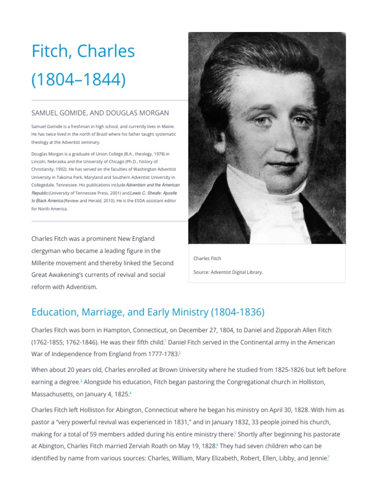 Fitch, Charles (1804-1844) | PDF | Baptism | Protestantism